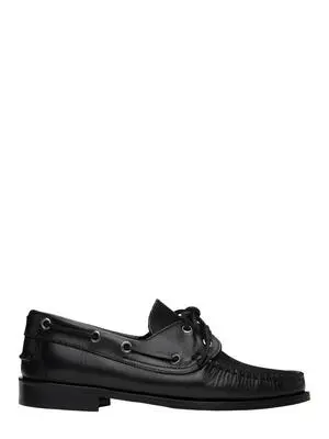 AeydĒ Pleated Lace-up Loafers - Black