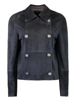 Brunello Cucinelli Brunello Cucinelli Double-Breasted Suede Jacket Black