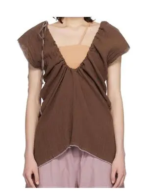 BASERANGE Pleated Top - Brown