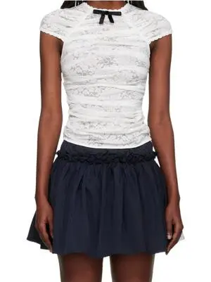 SHUSHU/TONG Lace Gathered Top - White