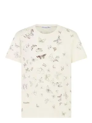 Dior Embroidered Butterfly T-shirt - Beige