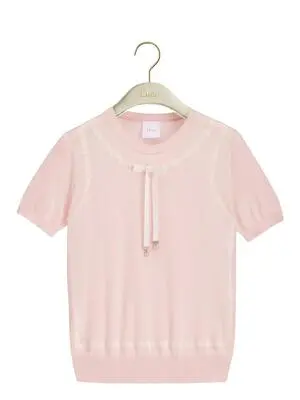 Dior Short-sleeved Sweater With Bow Detail - Pink