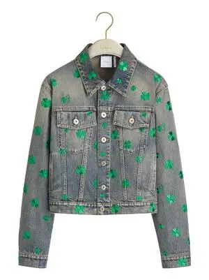 Dior Embroidered Denim Jacket With Clover Motif - No