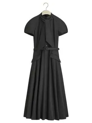 Dior Mid-length Dress With Ascot-effect Tied Collar - Black