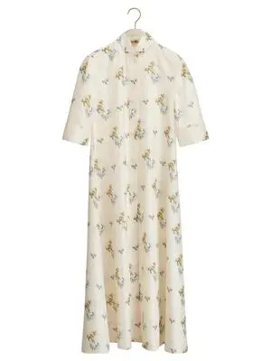 Dior Mid-length Shirtdress With Floral Motif - White