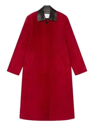 Givenchy Suede Car Coat With Leather Collar - Red