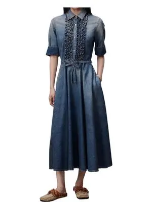 Dior Mid-length Belted Shirtdress With Ruffle Plastron - Black