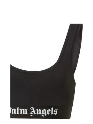 Palm Angels Logo-underband Scoop-neck Bra - Black