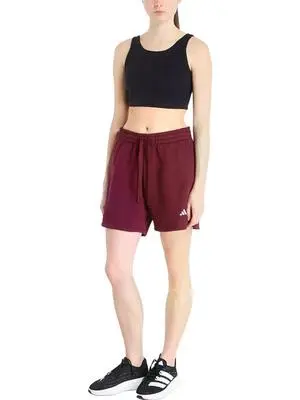 Adidas Studio Fleece Drawstring Shorts - Red