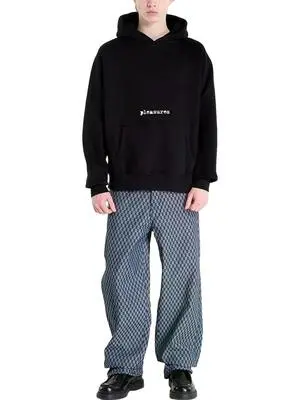 PLEASURES Logo Print Hoodie - Black