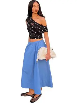 Maeve Cotton Pull-on Midi Skirt - Blue Bonnet
