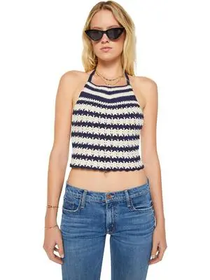 MOTHER The Sunburn Knit Halter Top - Navy