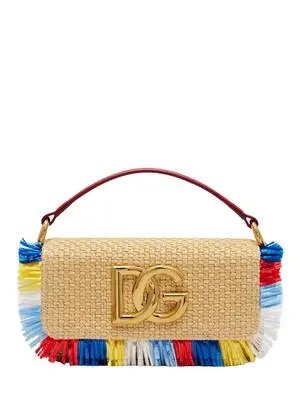 Dolce & Gabbana Dolce&Gabbana Small Raffia Crossbody Bag With Multicolor Fringe And DG Logo Multicoloured