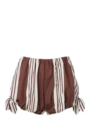 Posse Rosie Striped Cotton Shorts - Brown
