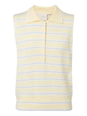 Varley Rue Striped Cotton-blend Sleeveless Polo Shirt - Yellow