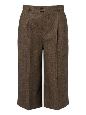 Saint Laurent Herringbone Wool-blend Bermuda Shorts - Brown