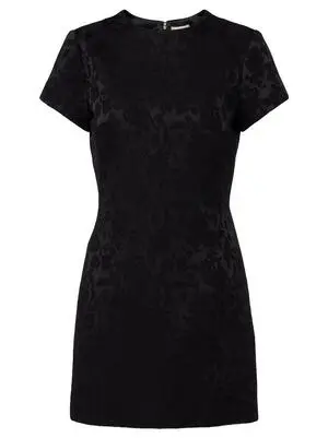Saint Laurent Devoré Floral Cotton-blend Minidress - Black
