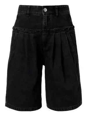 MARANT ETOILE Isabelle Faded Denim Bermuda Shorts - Black