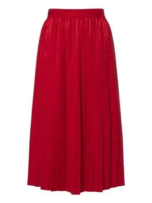 Gucci Interlocking G Silk Jacquard Midi Skirt - Red
