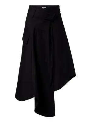 Bottega Veneta Asymmetrical Cotton Midi Skirt - Black