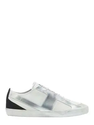 DIESEL® S-slante-d Leather Low-top Sneakers - Silver