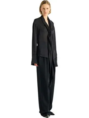 Balmain Silk Shirt With Tie Collar - Black