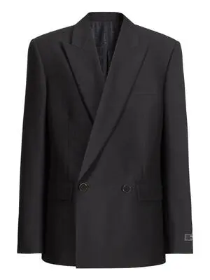 Balmain Wool 2-button Peak Lapel Jacket - Black