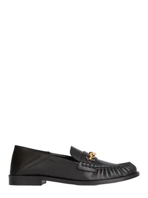 Balmain Sync Leather Loafers With Gold Chain Detailing - Black