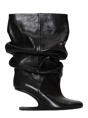 BALMAIN Balmain No Wedge Textured Leather Ankle Boots