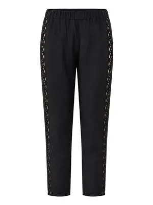 MARIELĒ Eleonora Linen Trousers With Sangallo Embroidery - Black