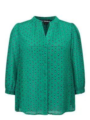 SMART AND JOY Printed V-neck Blouse - Green