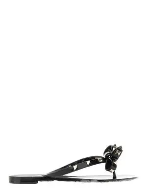 Valentino Garavani Rockstud Rubber Thong Slides - Black