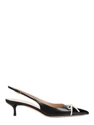 Valentino Garavani Valentino Garavani Bepointy Slingback Pumps In Patent Leather And Kidskin Black/ivory