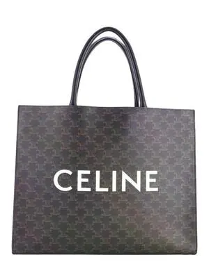Celine Horizontal Logo Cabas Triomphe Coated Canvas Tote Bag - Brown