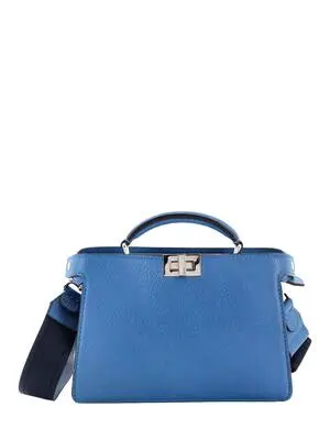 Fendi Peekaboo Iseeu X-cross Leather Shoulder Bag - Blue