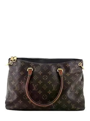 LOUIS VUITTON Pallas Tote Monogram Canvas With Leather Shoulder Bag - Black