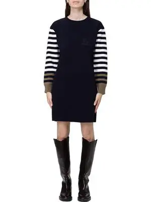 Max Mara Crewneck Long Sleeve Mini Dress - Blue