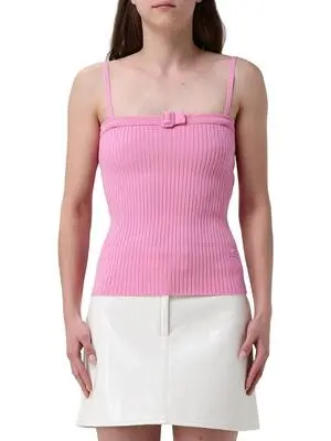 COURREGES Ribbed Knit Top With Bow Detail - Pink