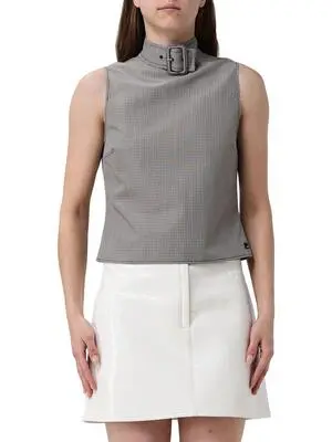 COURREGES Sleeveless Turtleneck Top With Buckle Detail - Beige