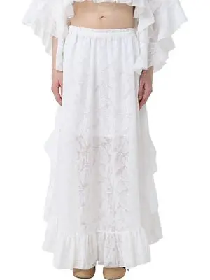 Zimmermann Ruffled Floral Cotton Blend Maxi Skirt - Ivory