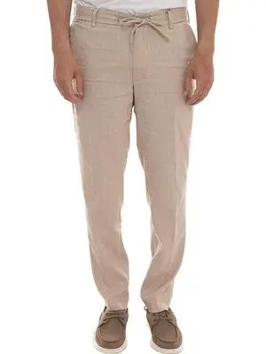BOSS Slim Fit Linen Blend Chino Trousers - Beige