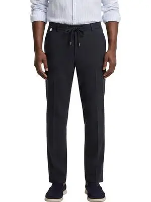BOSS Slim Fit Linen Blend Chino Trousers - Blue