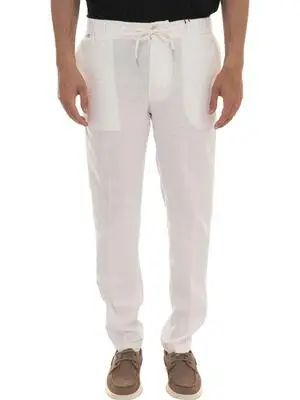 BOSS Slim Fit Linen Blend Chino Trousers - White