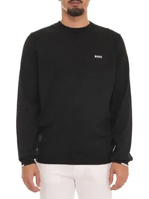 BOSS Boss Slim Fit Cotton Crewneck Jumper Black