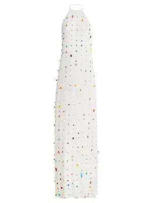 Bernadette Francine Embroidered Maxi Halter Dress - Multi