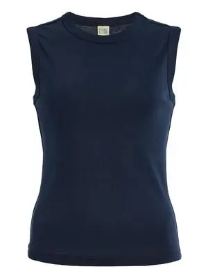 FLORE FLORE Esme Organic Cotton Rib Tank Top - Navy