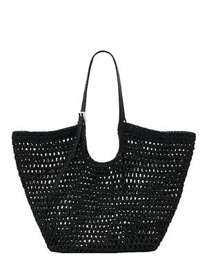 ALLSAINTS Allsaints Ara Knotted Raffia Tote Bag Black