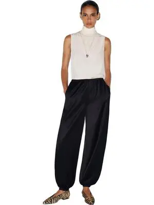 REFORMATION Aven Satin Pant - Black