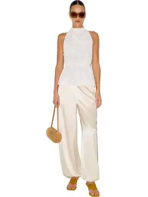REFORMATION Aven Satin Pant - Ivory