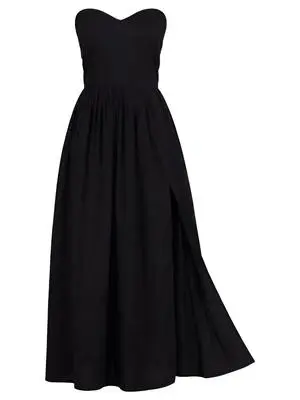 MAIYA Eclipse Elegance Strapless Maxi Dress With Slit - Black
